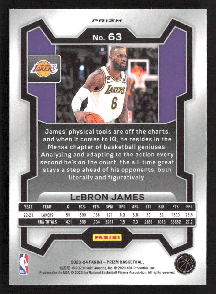 2023-24 Panini Prizm LeBron James #63 Red Ice Los Angeles Lakers | eBay
