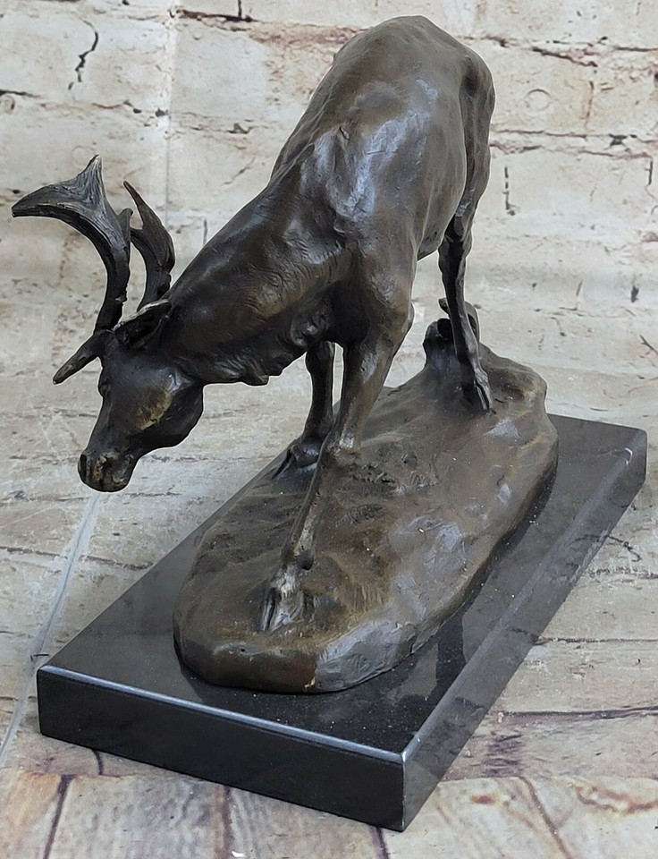 Mountain Lodge Ski Chalet Art Elk Deer Stag Buck Hunter Bronze Marble ...