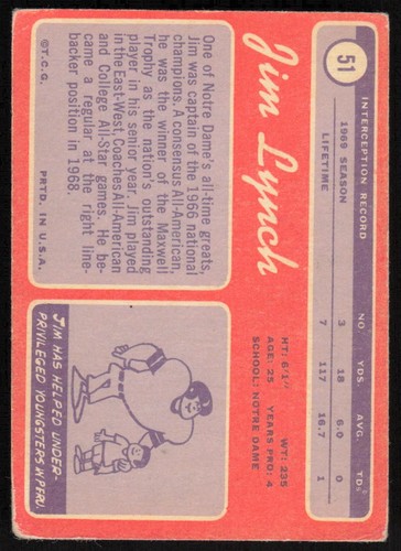 1970 Topps #51 Jim Lynch RC - $1 SHIPPING (JB4) | eBay