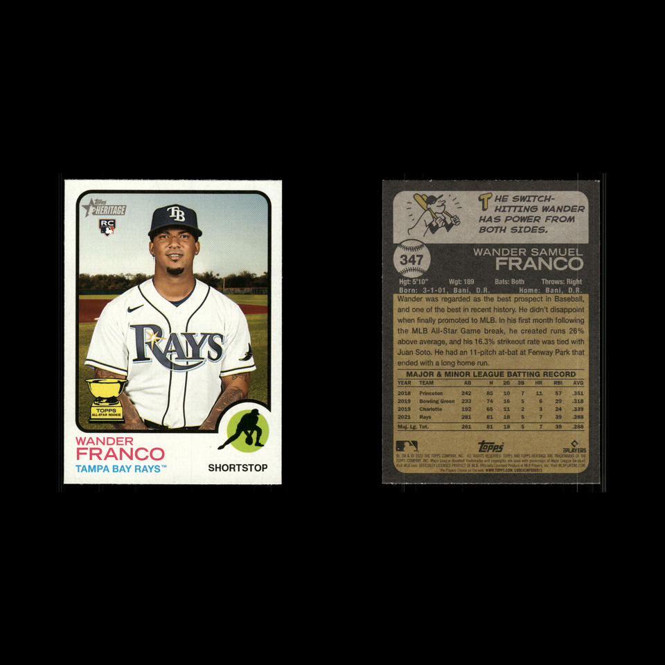Wander Franco Rookie #347 2022 Topps Heritage Tampa Bay Rays Baseball ...