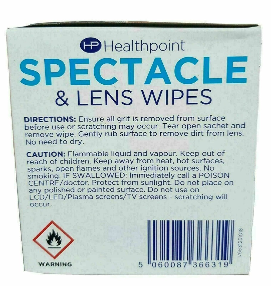 Healthpoint Spectacle and Lens Cleaning Wipes, Pack of 52 Wipes x 6 ...