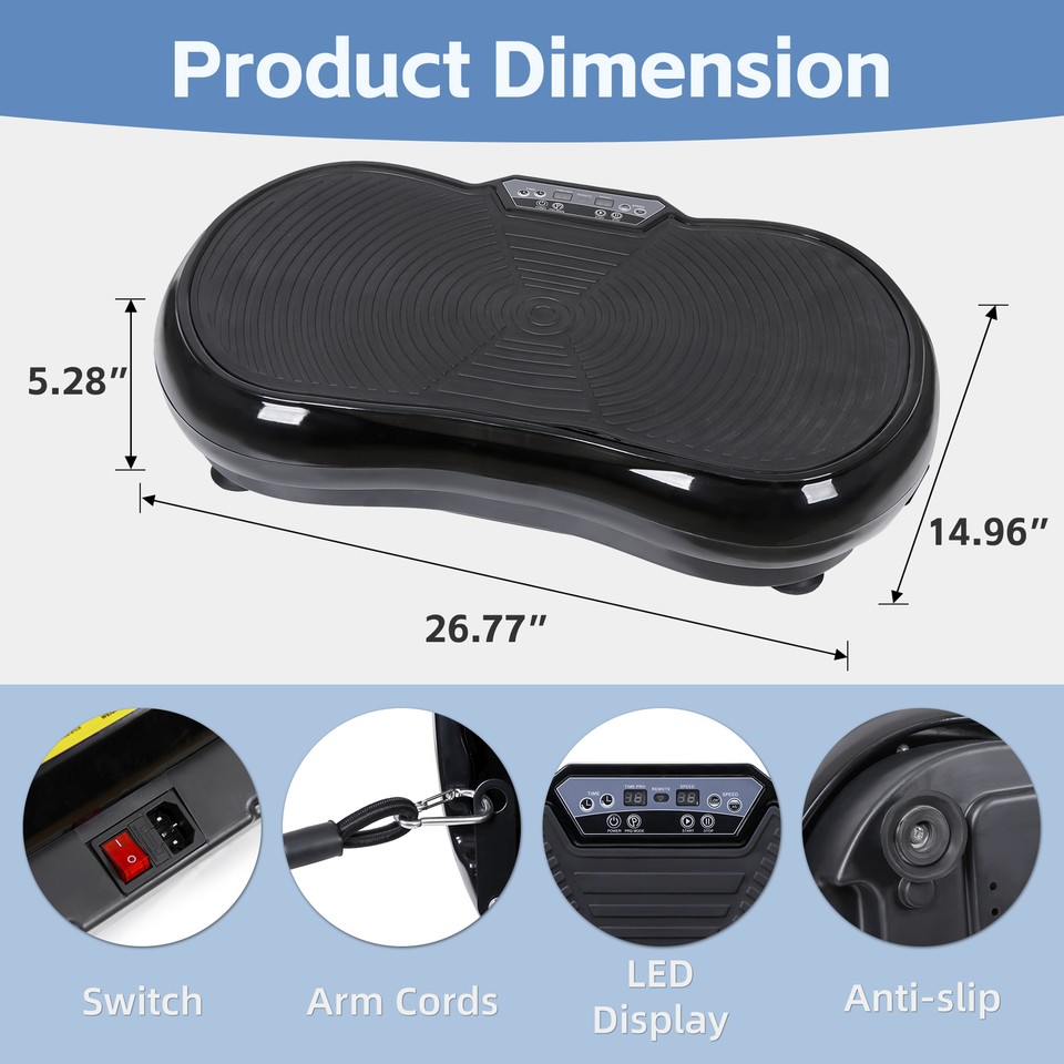 Full Body Massage Vibration Platform Machine Fitness Gym W/Bluetooth 3 ...