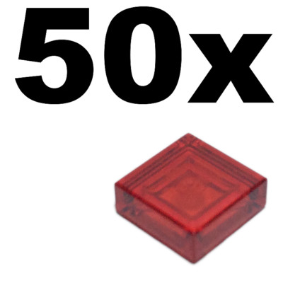 NEW LEGO - TILES - 1 x 1 - Trans Red tile x 50 - smooth flat tiled 1x1 ...