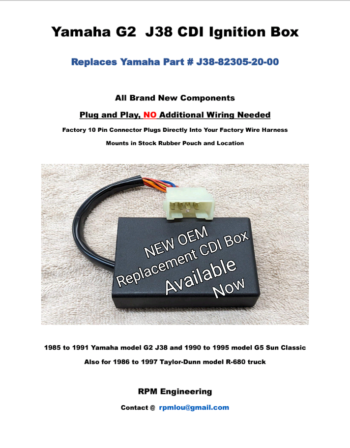 Yamaha G2 J38-82305-20 CDI Ignitor Wiring Repair Pigtail and Connector ...