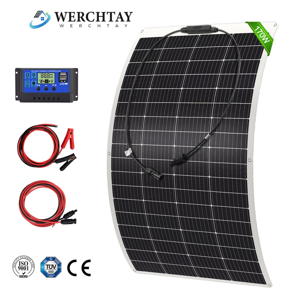 100W 200W 400W Flexible Solar Panel Kit 12V for Caravan RV Boat Camper ...