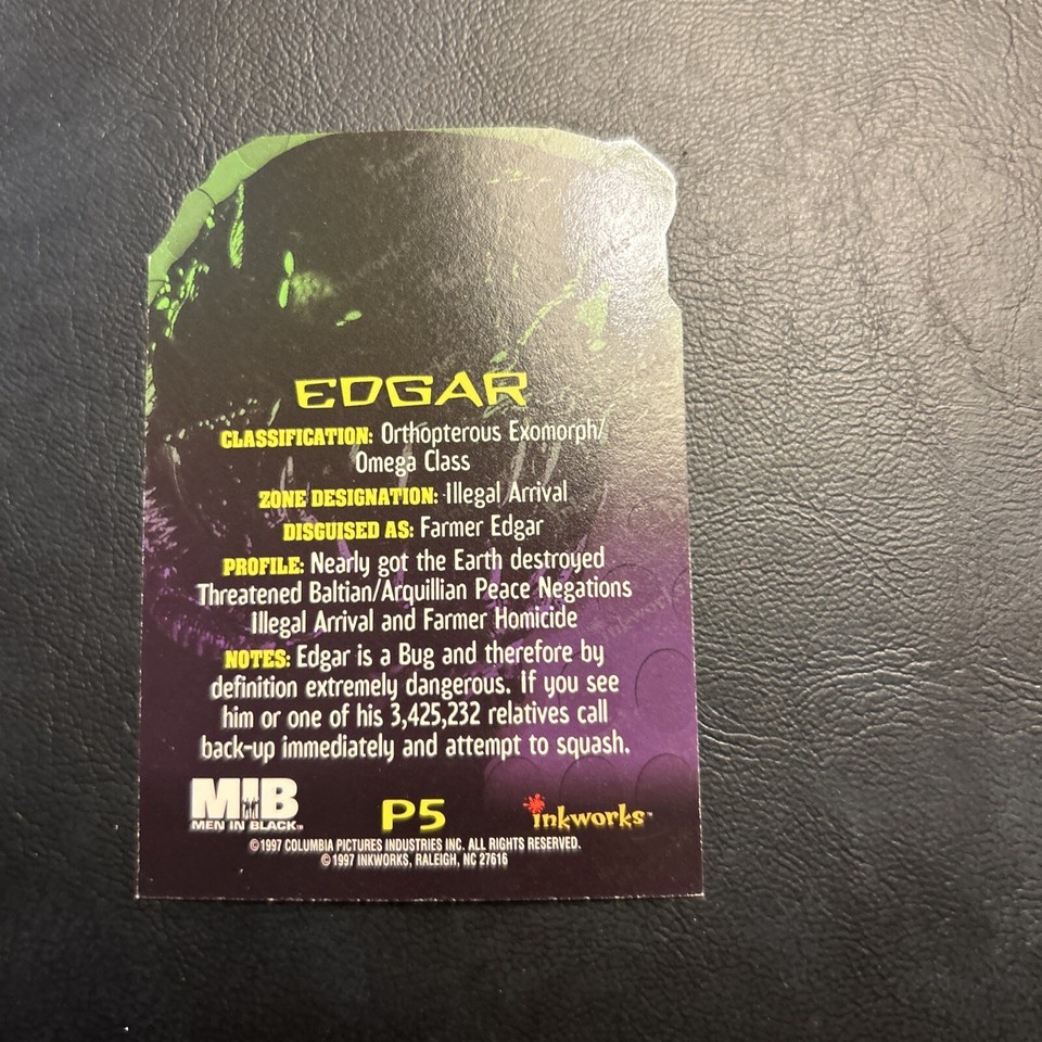 Jb6b Men In Black, 1997 Alien Profiles P5 Edgar Farmer | eBay