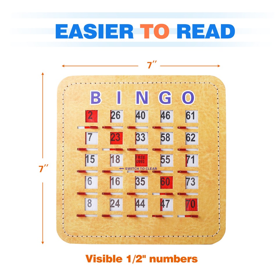 Quick-Clear Reusable Shutter Slide Bingo Cards. Fingertip Sliding Bingo ...