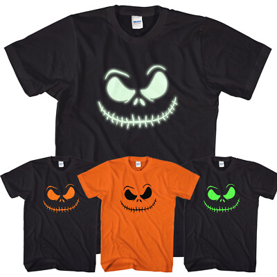 Smiling Jack T-Shirt Scary Halloween Top Glow in the Dark Print O ...