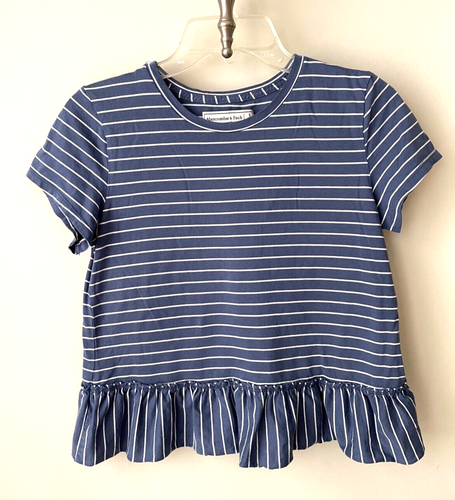 Abercrombie & Fitch Women's Size Small Blue & White Striped Ruffle ...