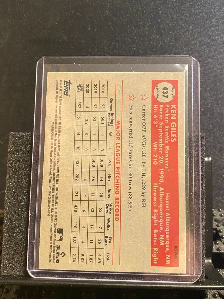 Ken Giles 2021 Topps Chrome Platinum - Refractor - Mariners- #437 | eBay