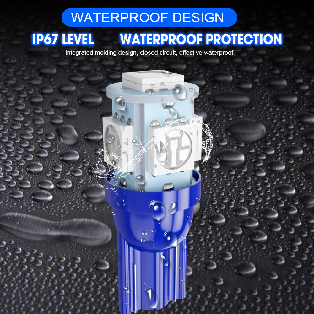10 Pcs 12 volt Marine Grade Blue LED Wedge Base Light Bulbs T10 B5 ...