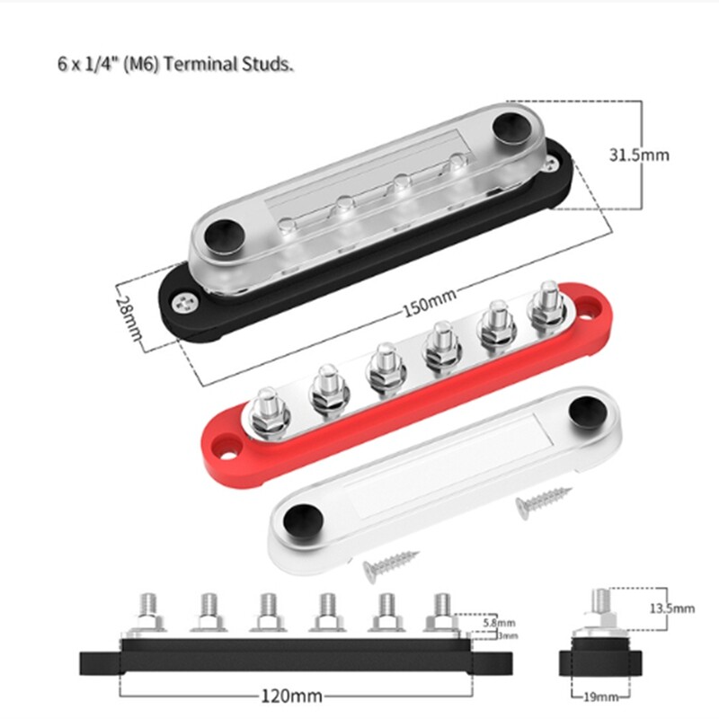 Car Terminal Negative Bus Bar 12V Distribution M6 Termianl Bus for ...