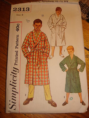 1957 SIMPLICITY BOY'S PATTERN #2313 Robe Sz 8 | eBay