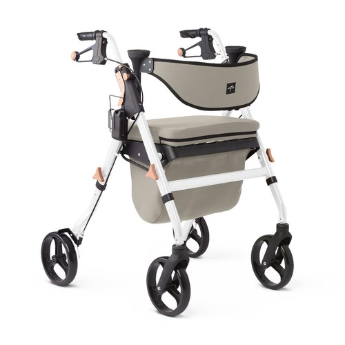 Medline Premium Empower Rollator Walker with Memory Foam Seat, Gray ...