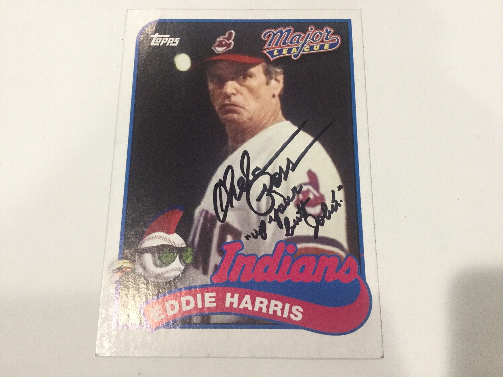 Chelcie Ross Signed Topps Jumbo Card Eddie Harris Indians Beckett BAS ...
