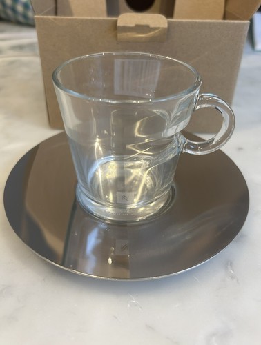 NESPRESSO View Lungo Glass Coffee Cup / Mug & Saucer BRAND NEW & BOXED ...