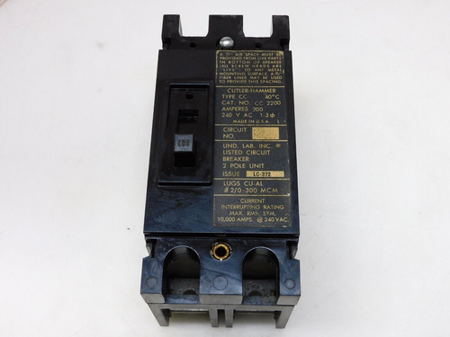 CUTLER HAMMER CC2200 CIRCUIT BREAKER 200A 240VAC LC-372 | eBay