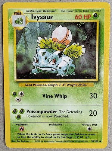 Pokémon TCG - Base Set Unlimited - Ivysaur - NM - 30/102 - Free ...