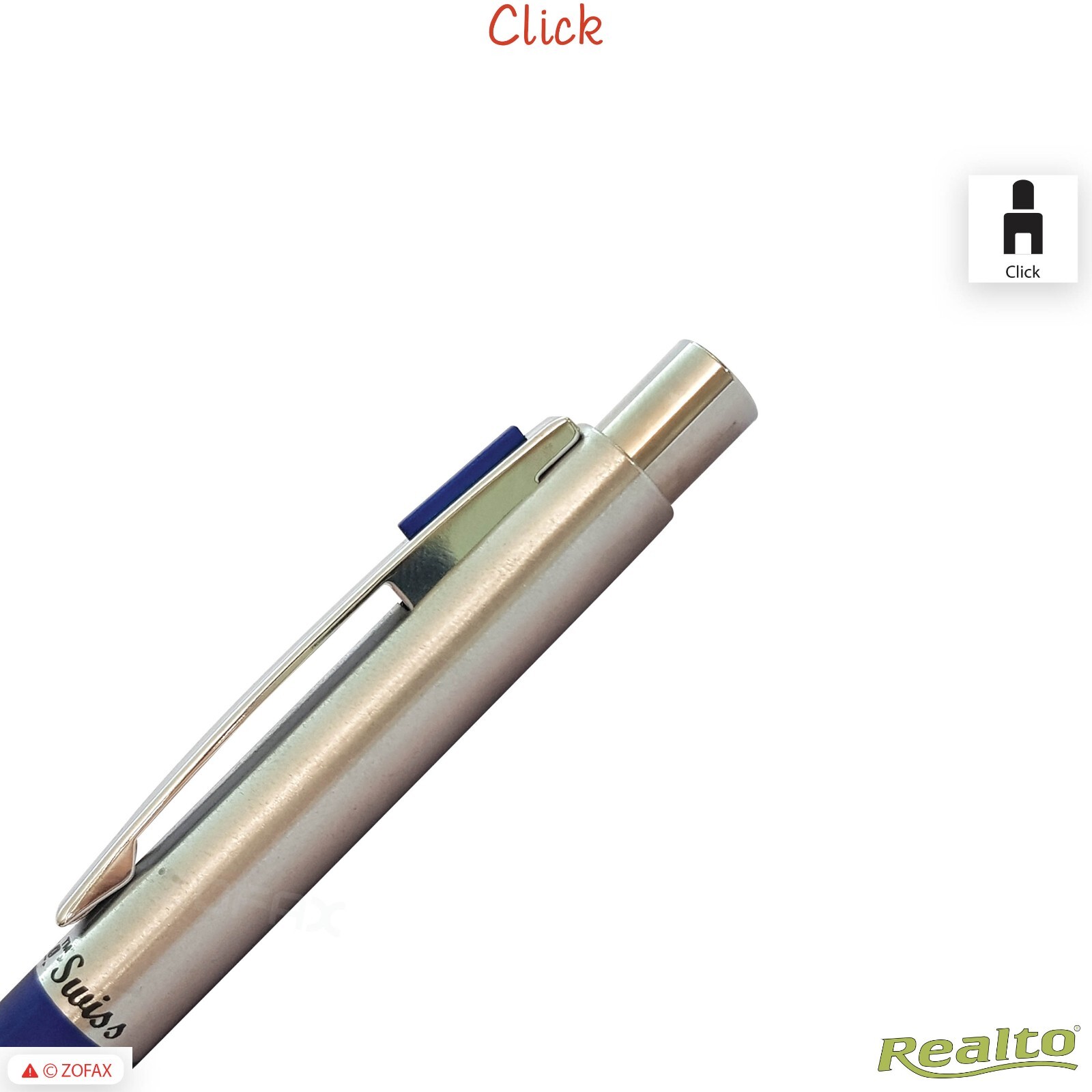 0.7mm Tip REALTO Metal BLACK BLUE Retractable Ballpoint Pen Real Smooth ...