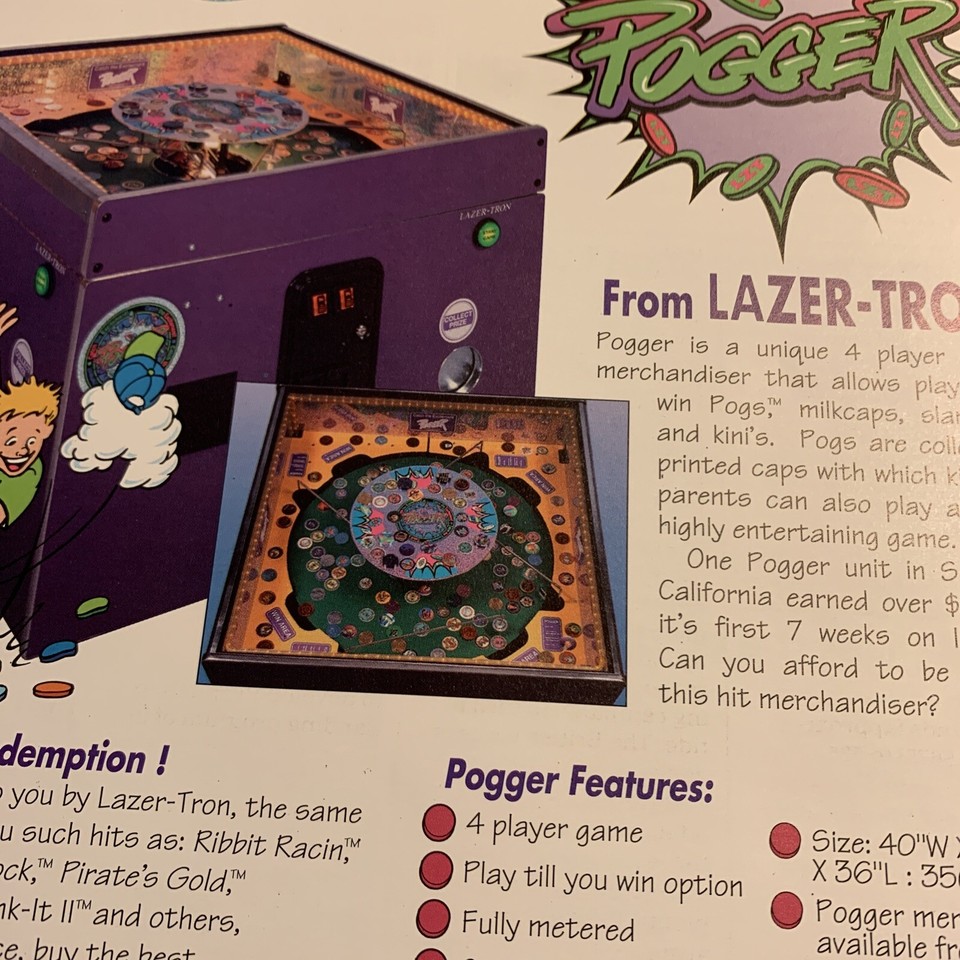 original 11-8” 1995 Pogger Lazer Tron ARCADE GAME FLYER AD | eBay