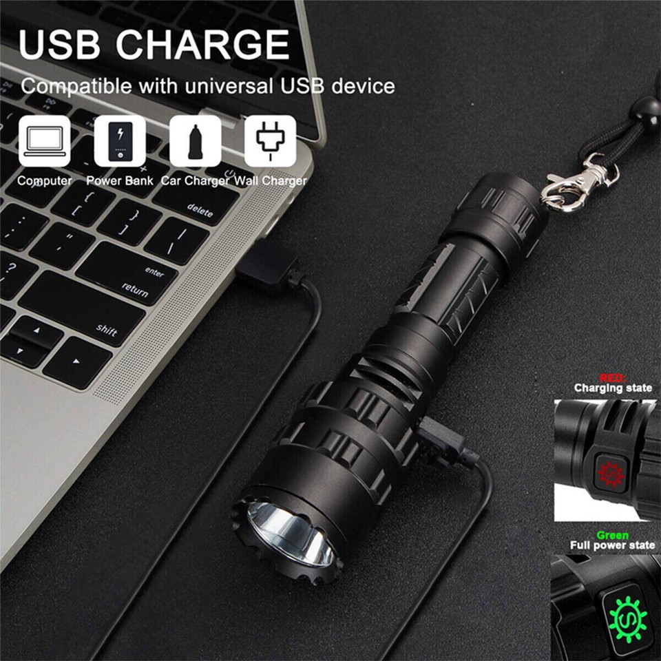 LED Bulb Super-Bright Tactical LED Flashlight Rechargeable Powerful ...