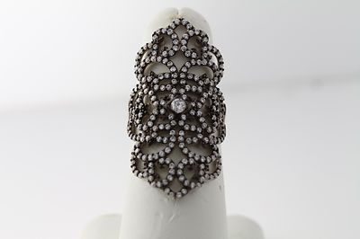 STERLING SILVER FILIGREE OPEN WORK RING WITH HANDSET CUBIC ZIRCONIA | eBay