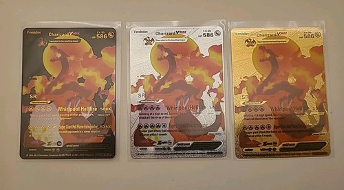 Charizard V Whirlpool Hellfire GOLD - BLACK - SILVER Fan Art Metal 3 ...