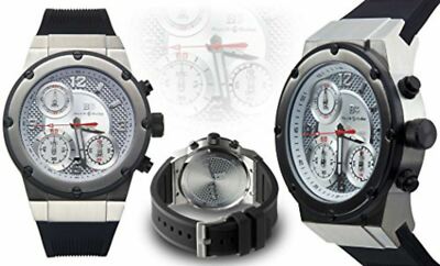 NEW Buech & Boilat 14068 Mens Swiss Chronograph Bastone Series Silver ...