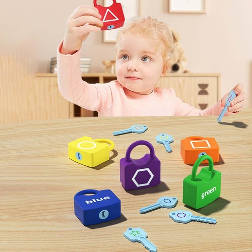 Shape Sorting Matching Locks Toy, Sensory Toy Montessori Geometric ...