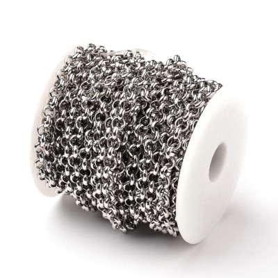 10.9yd/Roll 304 Stainless Steel Rolo Chains Round Link 12 Gauge ...