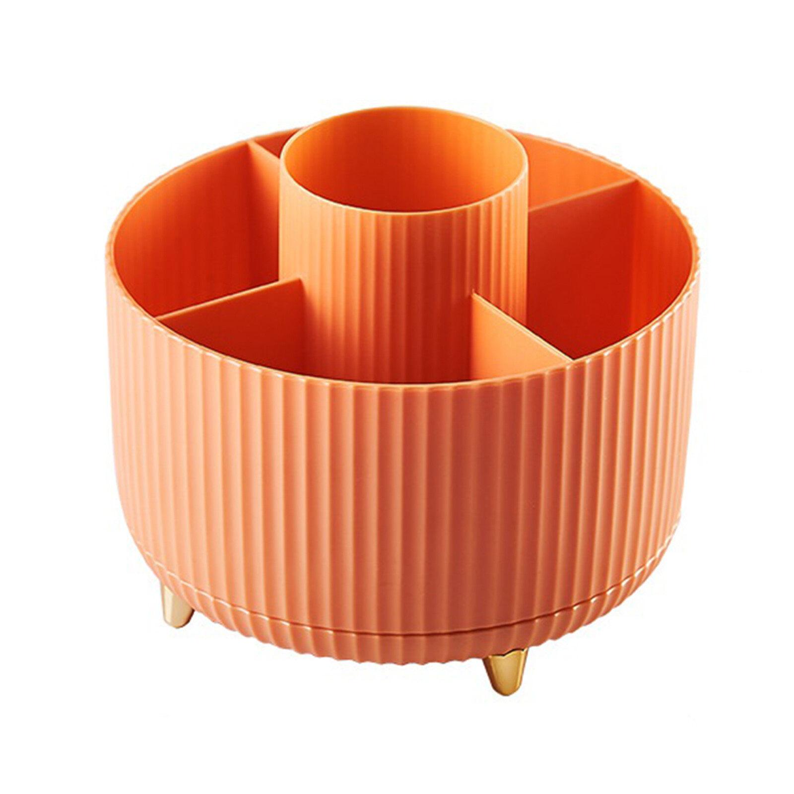 6 Slots Round Cosmetic Storage Case 360 Degree Rotating Makeup Boxes ...