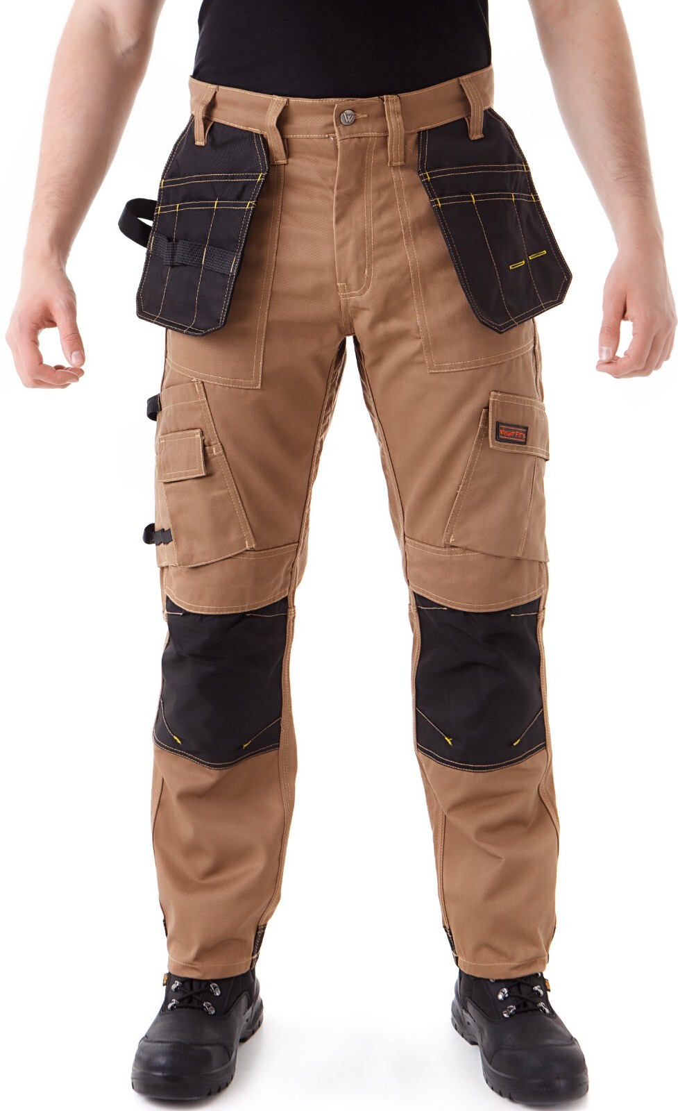 Men Pro Builder Work Trousers Black & Grey Heavy Duty Safety Combat ...