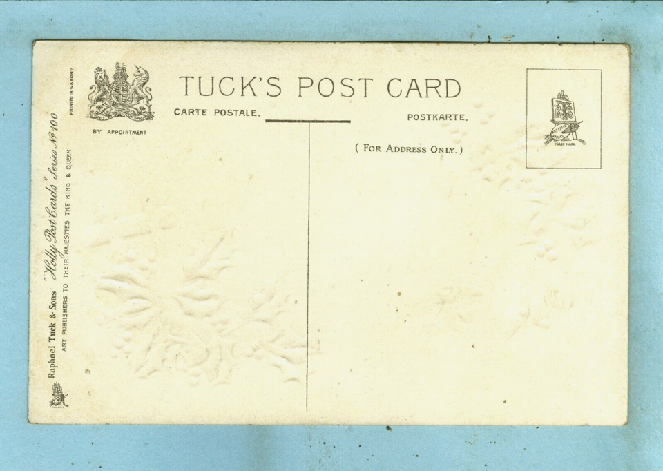 Embossed, Raphael Tuck & Son, 100 HOLLY, "A Merry Christmas", Bringing ...