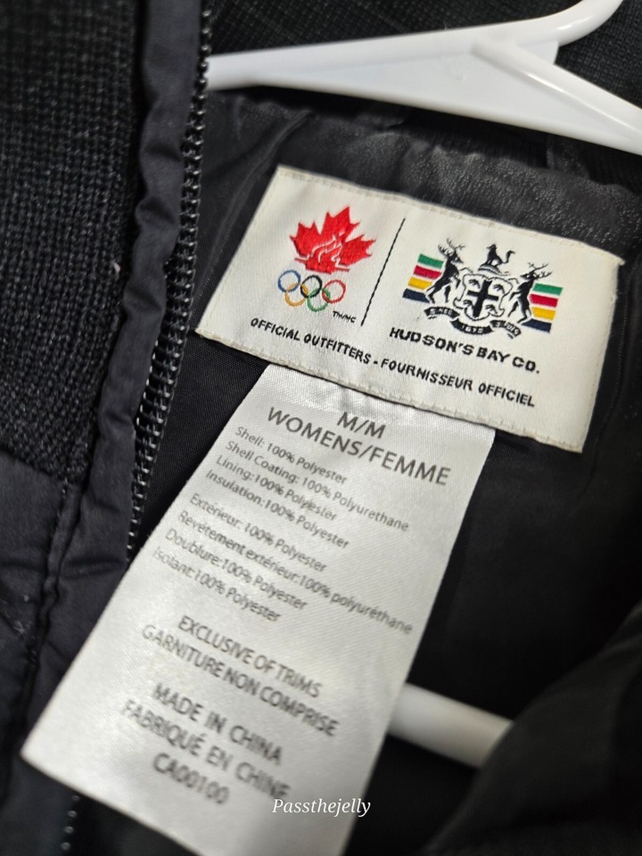 HBC HUDSONS BAY 2010 TEAM CANADA OLYMPIC BLACK QUILTED PODIUM JACKET COAT M | eBay