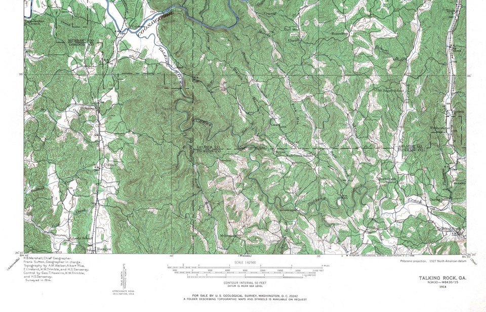 Talking Rock Quadrangle Georgia 1914 Topo Map USGS 15 Minute ...