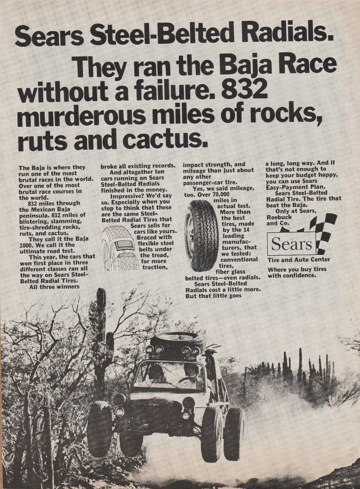1970 Sears Tires - Baja Race Mexico 832 Miles - Dune Buggy - Print Ad ...
