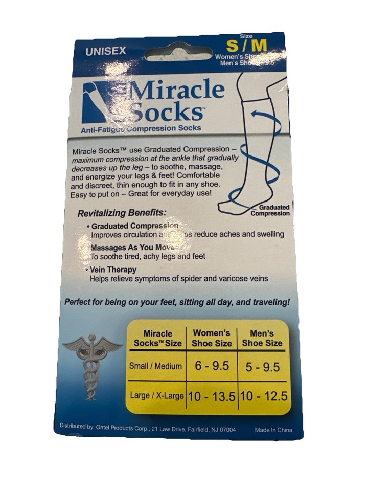 Miracle Socks Anti-Fatigue Compression Socks UNISEX SIZE S/M BRAND NEW ...