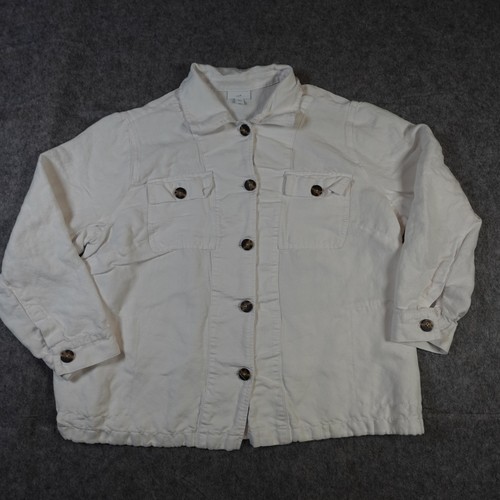 J. Jill Jacket Womens Extra Large Petite Denim White Button Beachy ...