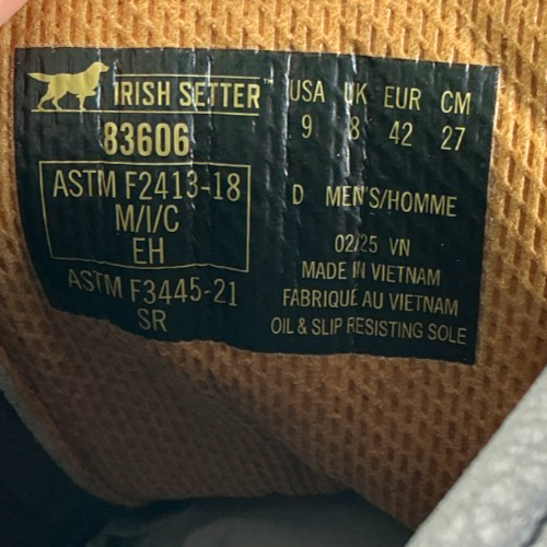 Irish Setter Ashby 6 Men's Size 9 Brown Work Boots NIB | eBay