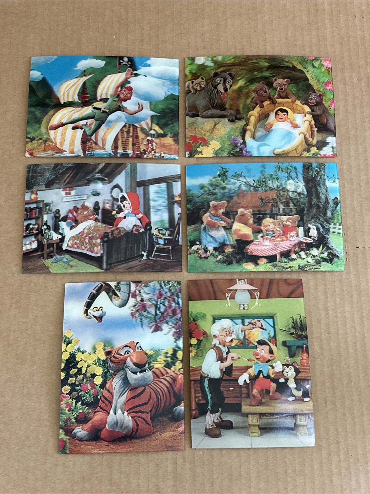 LOT OF 6 Vintage Disney LENTICULAR 3D POSTCARD Peter Pan Pinocchio Jungle Book | eBay