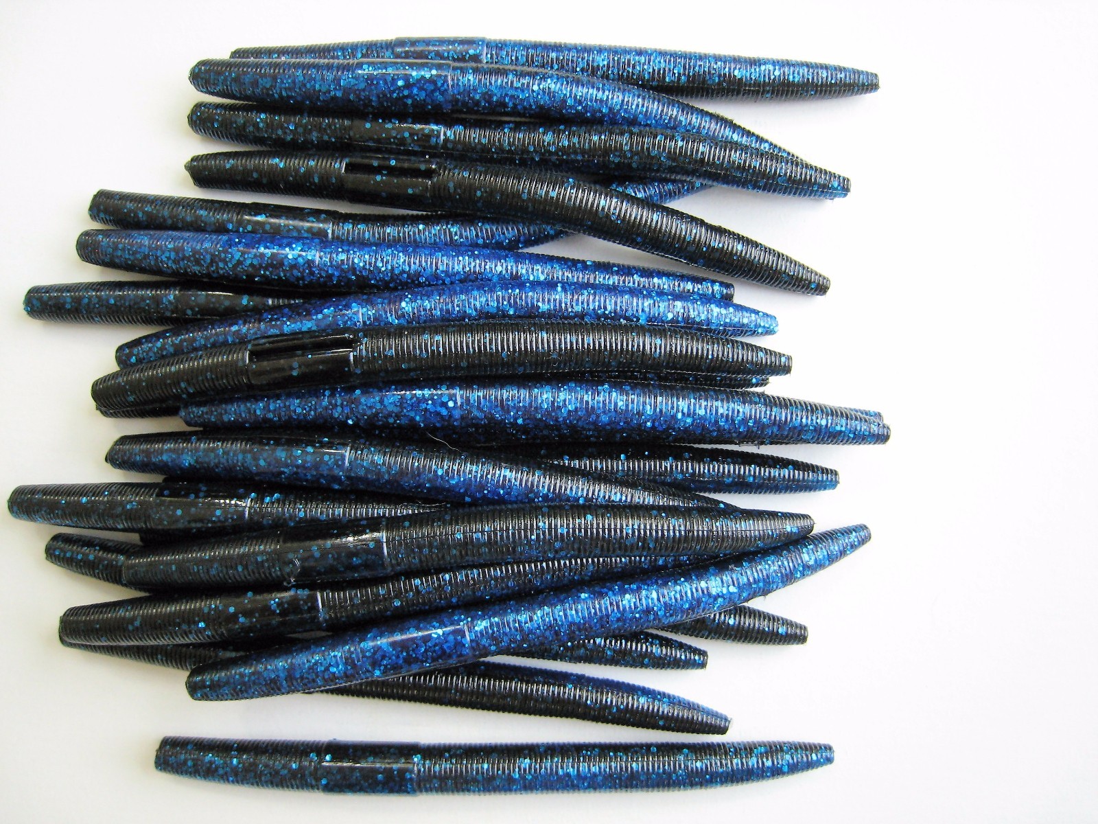 20 pk 5" Senko Style-BLACK/ELECTRIC BLUE LAM-Soft Plastic Worms SCENT ...