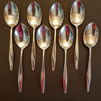 Gorham Stegor Sea Wave Soup Spoon LOT of 8 Stainless Silverware ...