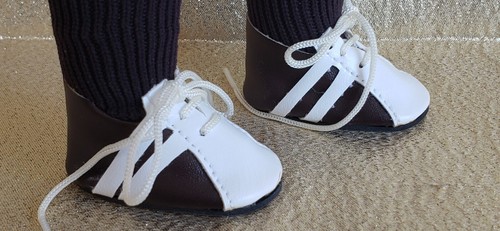 L44 Brown & White Tennis/Sport Doll Shoe w/Brown Ribbed Socks 2 3/16 ...