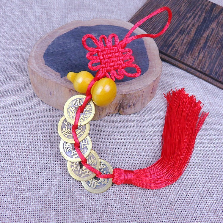Useful Durable Feng Shui Copper Ornament Pendant Tassel Coin Decoration ...