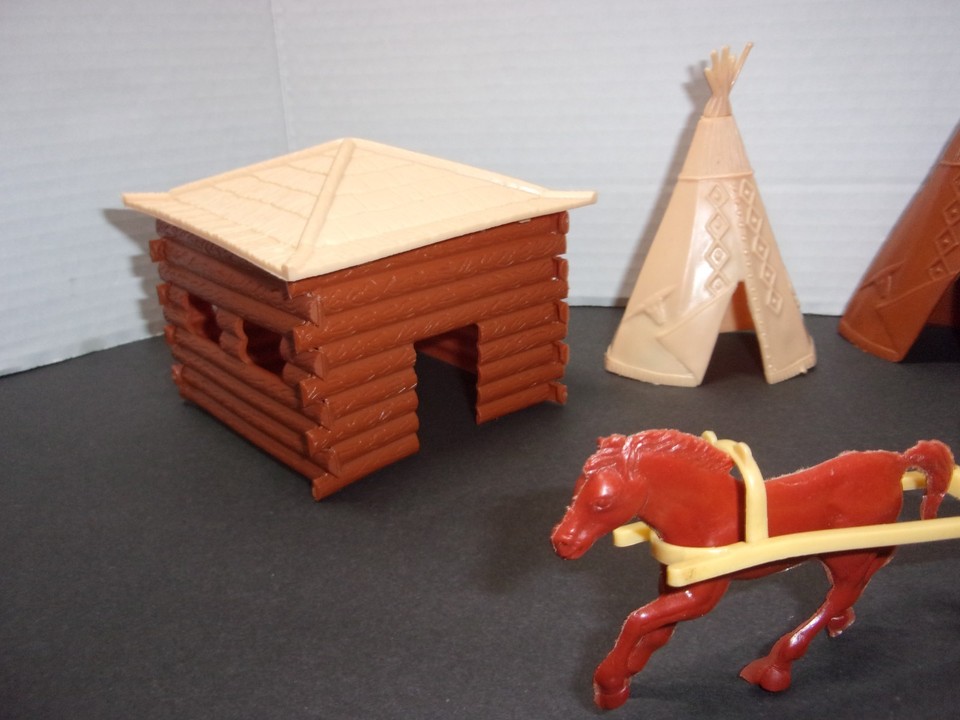 Vintage plastic wagon teepee and log cabin | eBay