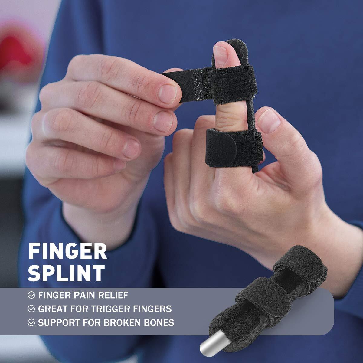 Tikaton Finger Splint Kit Hand Sprains Pain Relief Adjustable Brace ...
