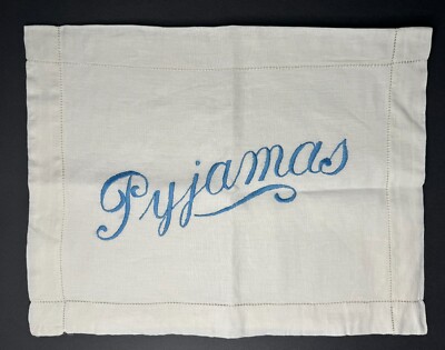 Vintage Hand Embroidered Linen English Pyjama Nytie Case | eBay