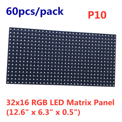 60pcs P10 LED Display Medium 32x16 RGB LED Matrix Panel 12.6" x 6.3" x ...