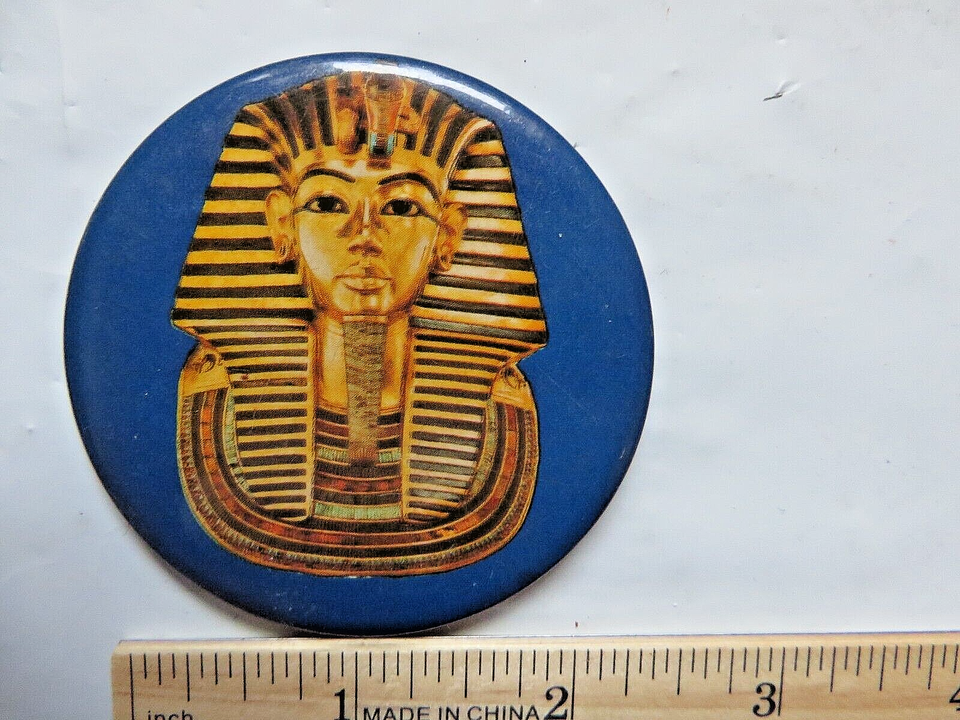 Vtg King Tut Pinback Button Egyptian Royalty Pharoah Tutankhamun museum ...