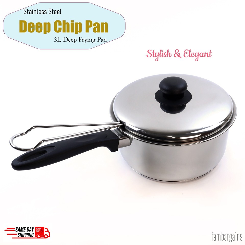 Stainless Steel Chip Pan Deep Cooking Fryer Pot Frying Basket Saucepan ...
